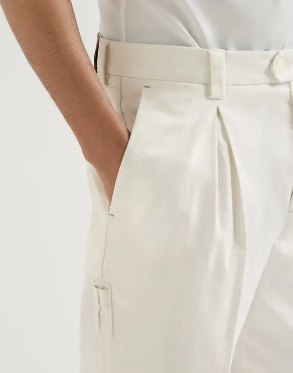 Brunello Cucinelli Tailored Trousers With Logo Patch - White