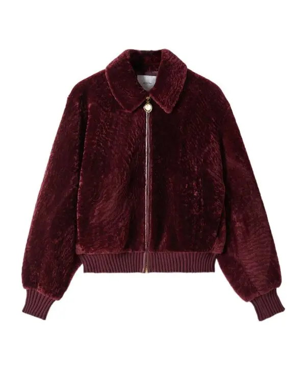 JOSEPH Alpes Short Hair Shearling Jacket - Cherry