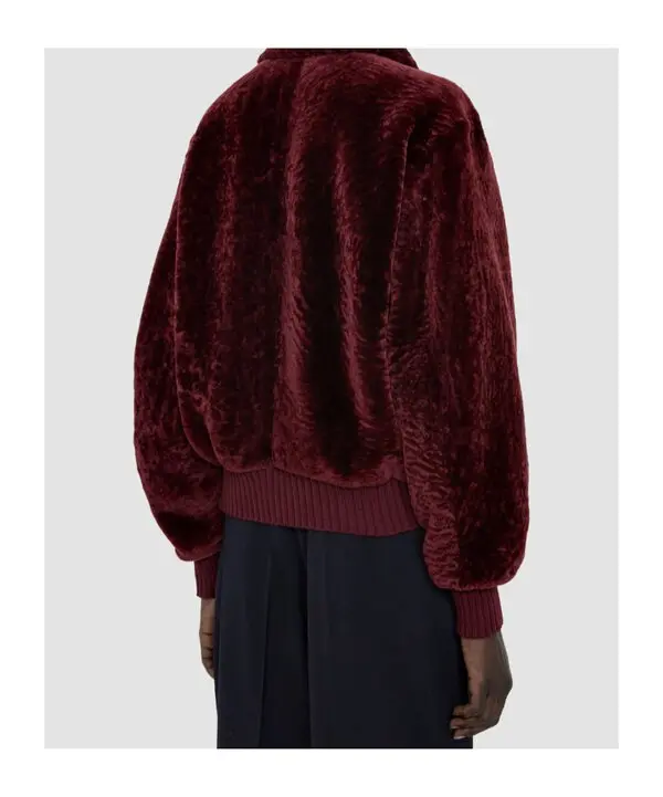 JOSEPH Alpes Shearling Bomber Jacket - Cherry