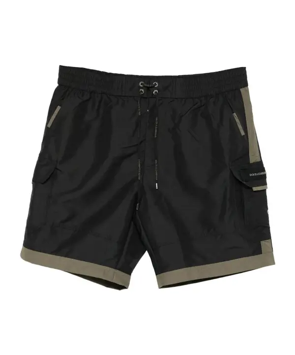 Dolce & Gabbana Zip-fastening Logo Detail Swim Shorts - Black