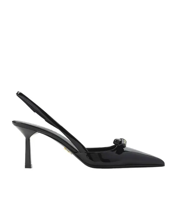 Prada Pointed-toe Slingback Pumps With Bow Detailing