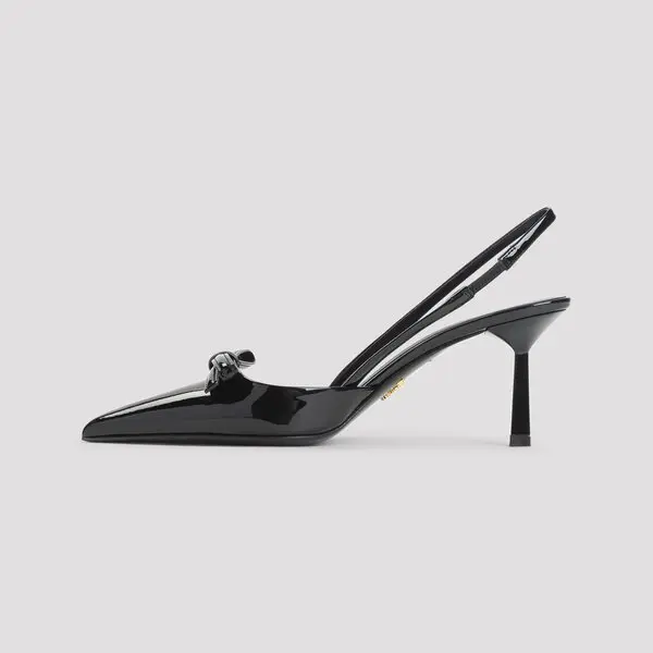 Prada Pointed-toe Slingback Pumps With Bow Detailing