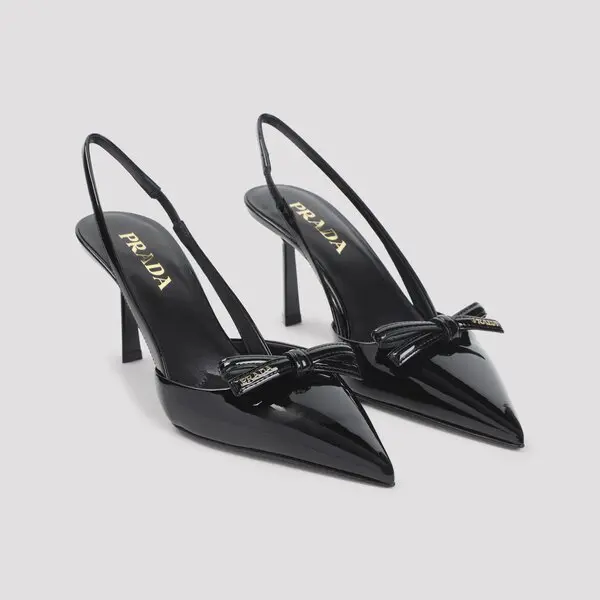 Prada Pointed-toe Slingback Pumps With Bow Detailing