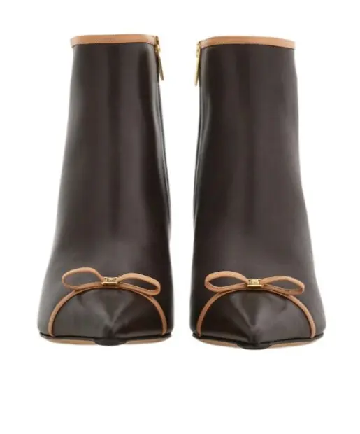 FERRAGAMO Pointed Toe Ankle Boots With Mini Bow Detail