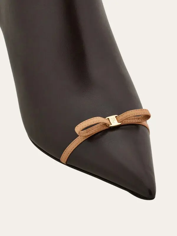 FERRAGAMO Pointed Toe Ankle Boots With Mini Bow Detail