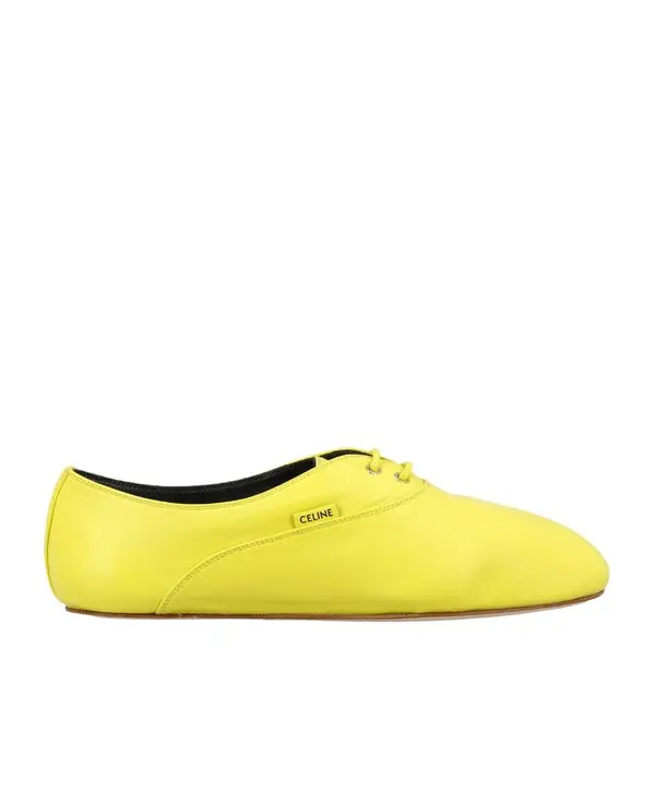 Celine Ballet Lace-up Shoe In Lambskin - Yellow