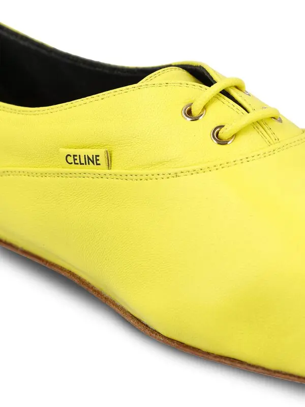 Celine Ballet Lace-up Shoe In Lambskin - Yellow