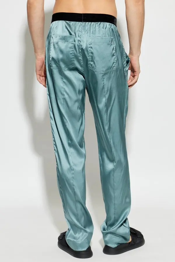 TOM FORD Logo-waistband Pajama Bottoms - Blue