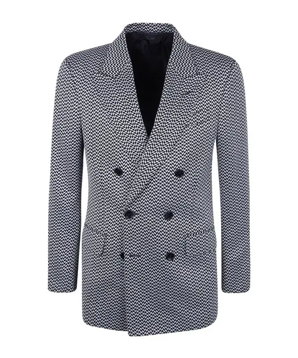 TOM FORD Geometric Jacquard Double Breasted Blazer - Gray