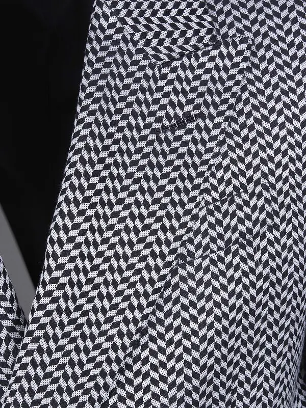 TOM FORD Geometric Jacquard Double Breasted Blazer - Gray