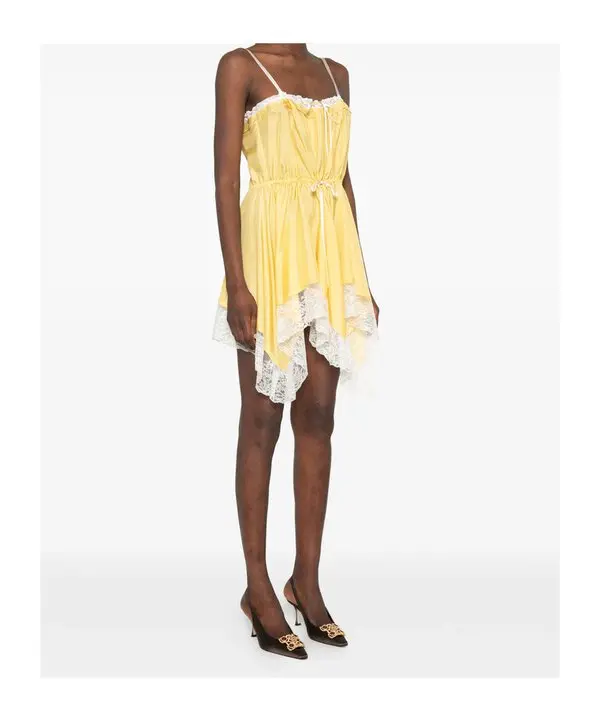 Saint Laurent Lace Detailed Drawstring Sleeveless Dress