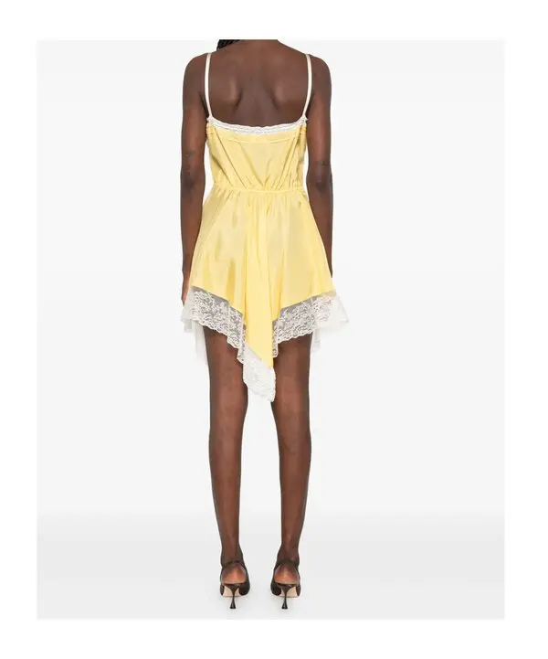 Saint Laurent Lace Detailed Drawstring Sleeveless Dress