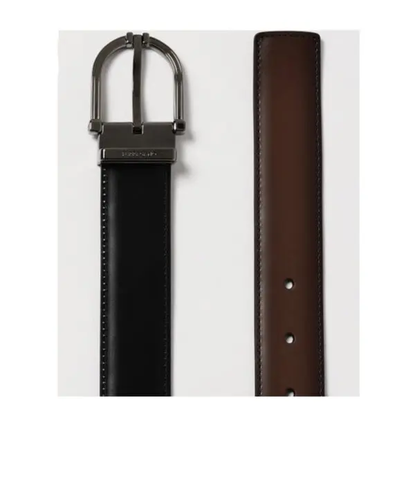 FERRAGAMO Double-sided Leather Belt - Black