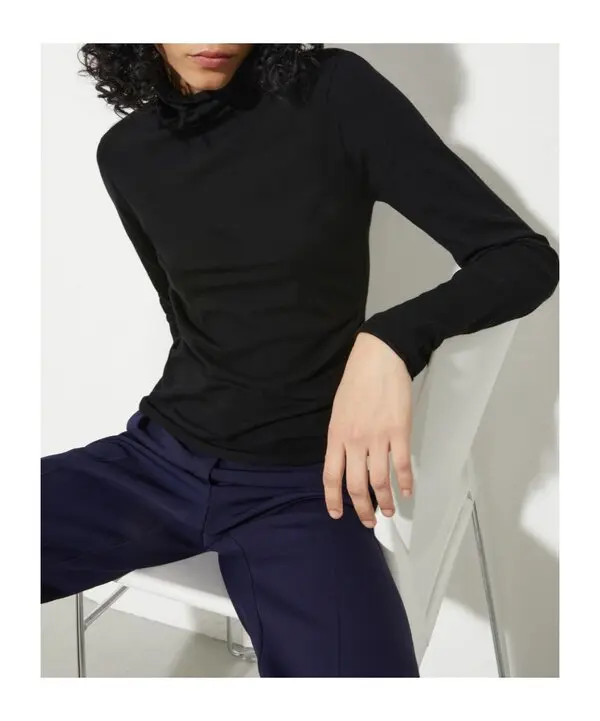 MAXCO. Max&co. High Neck Long Sleeve Ribbed Knit Top