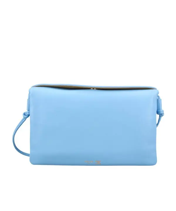 Celine Trio Flap Smooth Lambskin Shoulder Bag - Blue