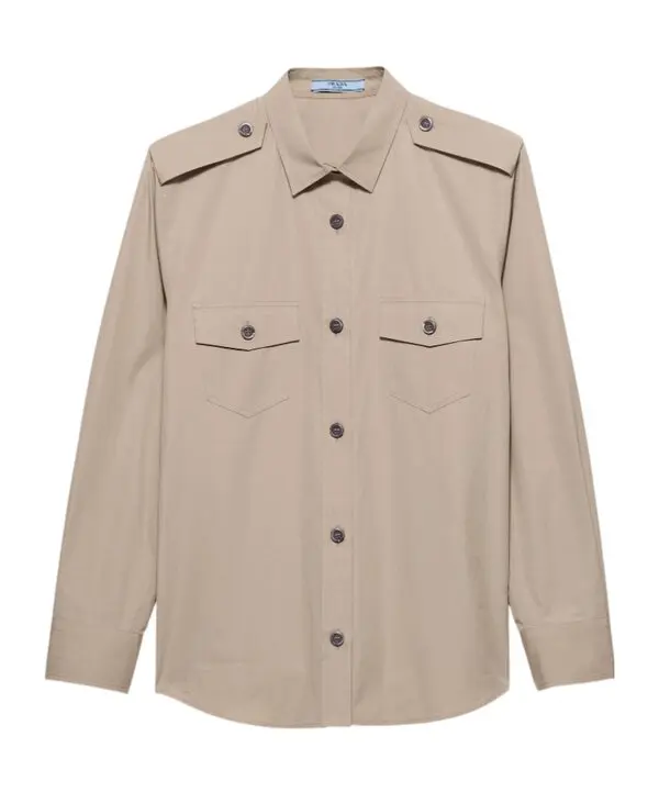 Prada Long-sleeved Shirt With Pockets - Limestone