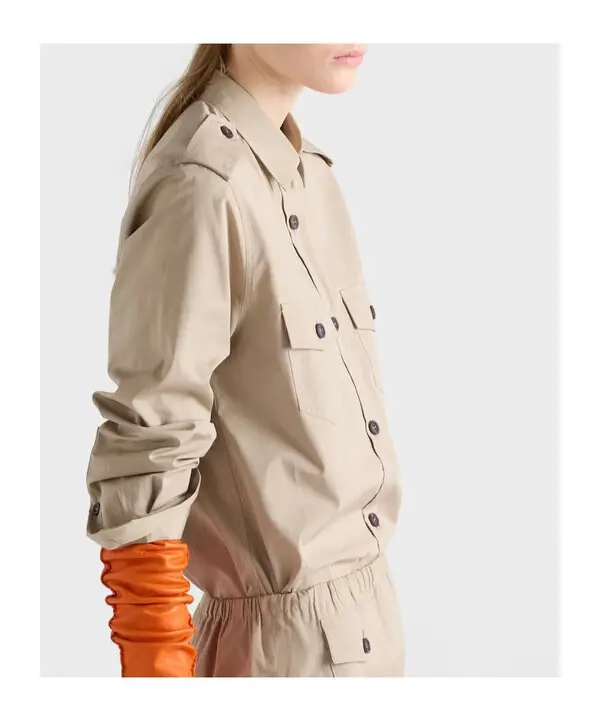 Prada Long-sleeved Shirt With Pockets - Limestone