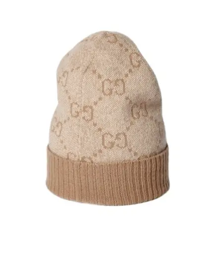 Gucci Logo Intarsia Knit Beanie - White And Beige