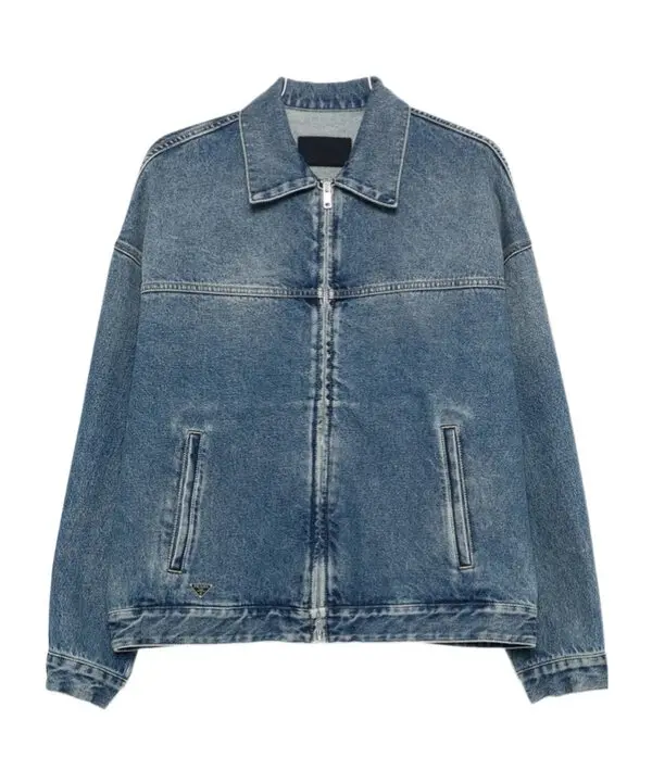 Prada Zip-up Denim Jacket - Blue