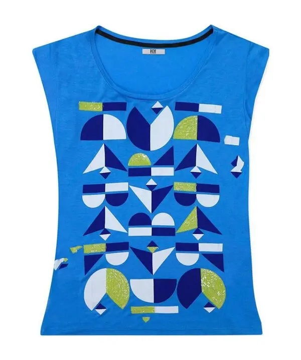 Iceberg Sleeveless T-shirt With Geometric Print - Blue