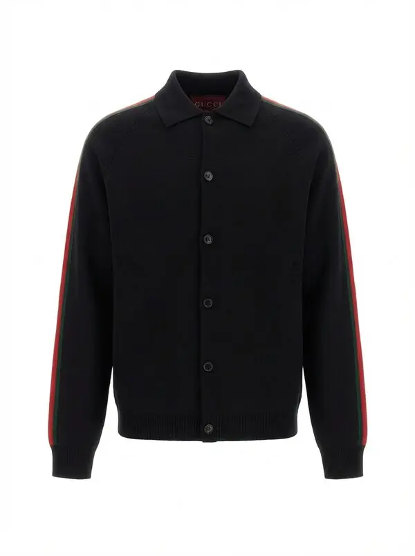 Gucci Knit Web Cardigan - Black
