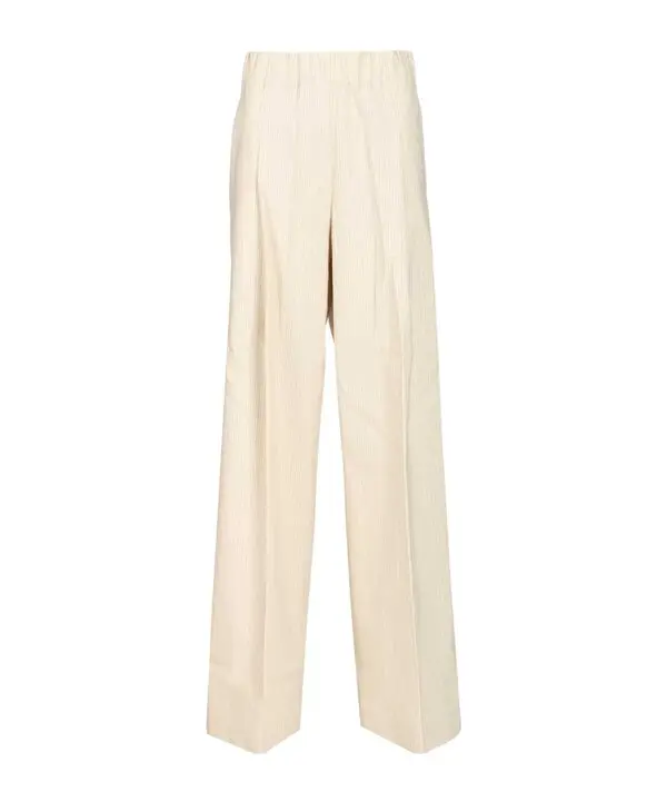 Dries Van Noten Pinstriped Pleated Wide-leg Trousers - Ecru