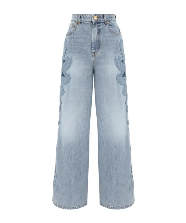 Zimmermann Alchemy Embroidered Wide-leg Jeans - Sea Foam