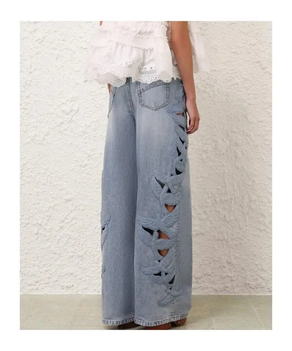 Zimmermann Alchemy Embroidered Wide-leg Jeans