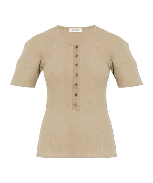 LEMAIRE Buttoned Short Sleeve Top - Beige