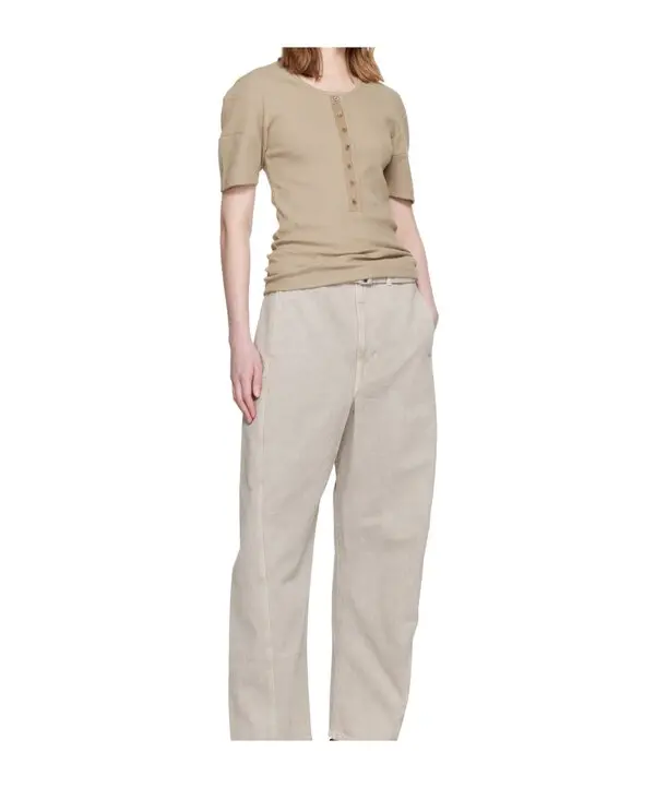 LEMAIRE Buttoned Short Sleeve Top - Beige