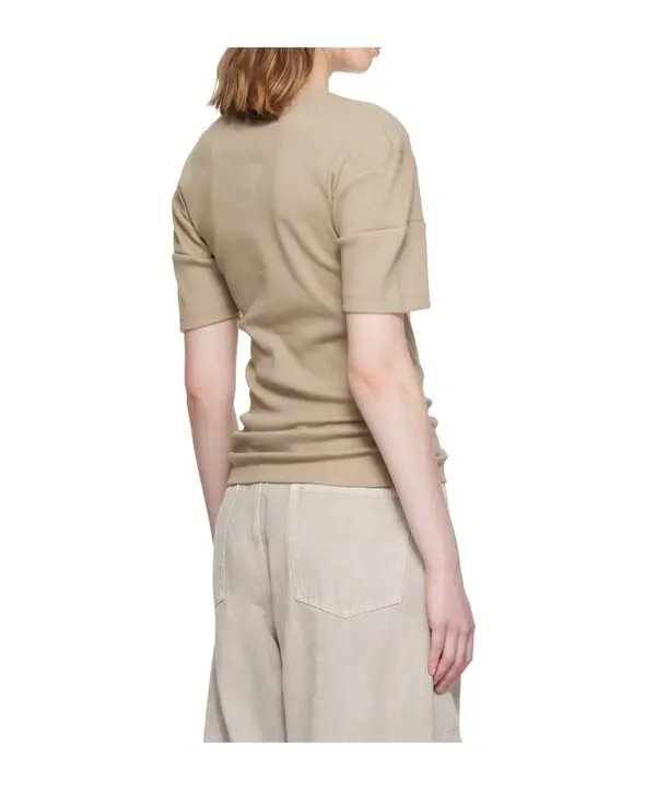 LEMAIRE Buttoned Short Sleeve Top - Beige