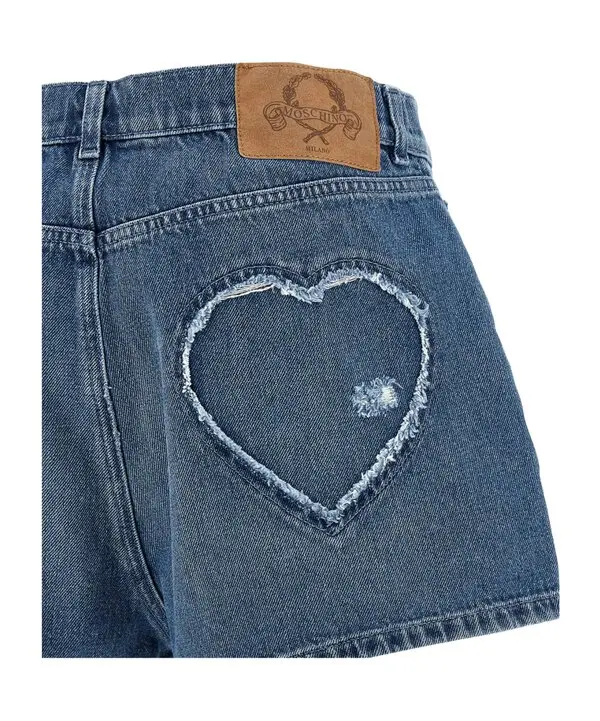 Moschino Heart Distressed Denim Shorts