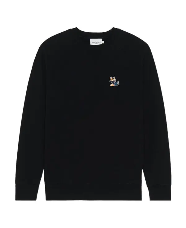Maison Kitsuné Fox Patch Crewneck Pullover - Black