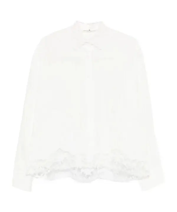 Ermanno Scervino Long Sleeve Lace Collar Shirt - White