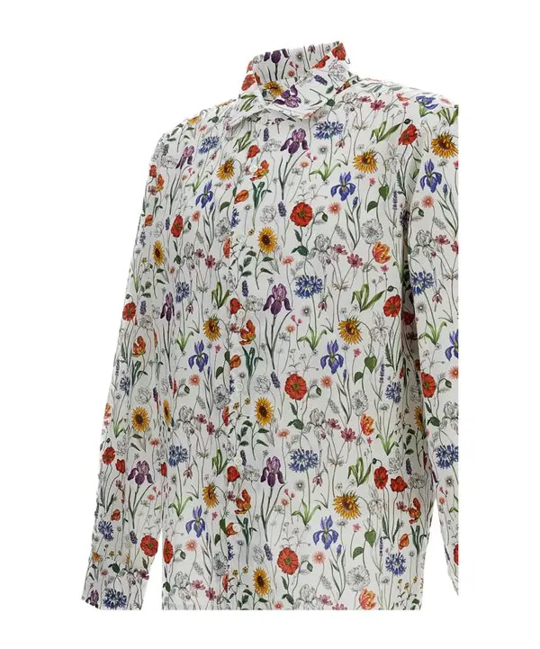 Junya Watanabe Floral-printed Buttoned Shirt - Gray