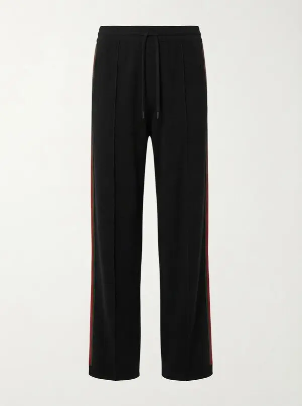 Gucci Knit Wool Silk Leisure Pants With Web - Black