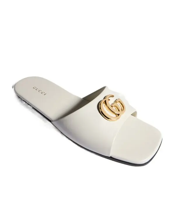Gucci Logo Slide Sandals - White