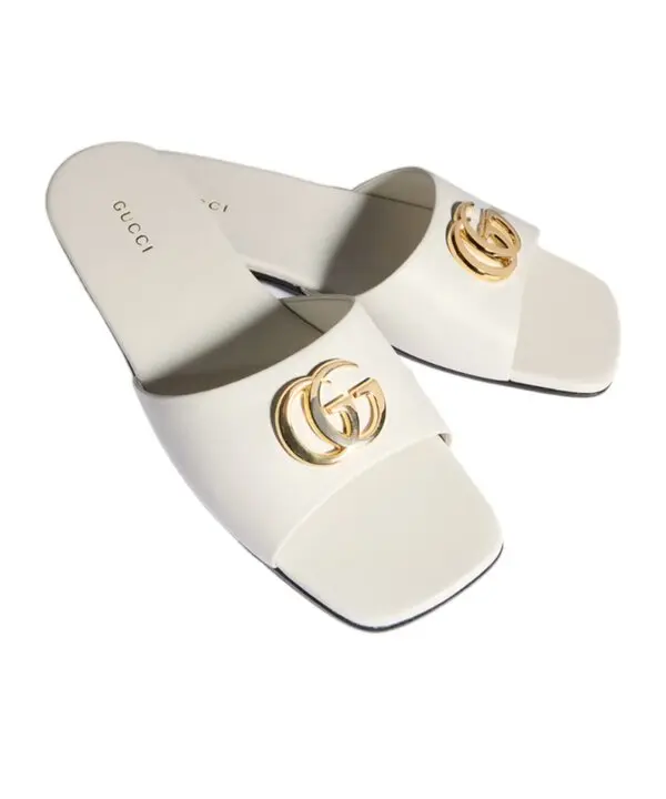 Gucci Logo Slide Sandals - White