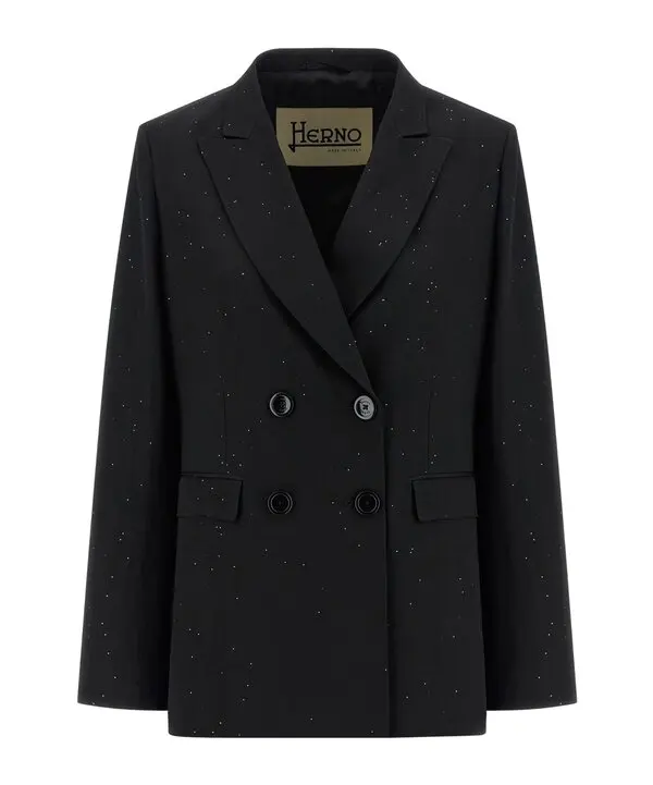 Herno Micro Sequin Double-breasted Blazer - Black