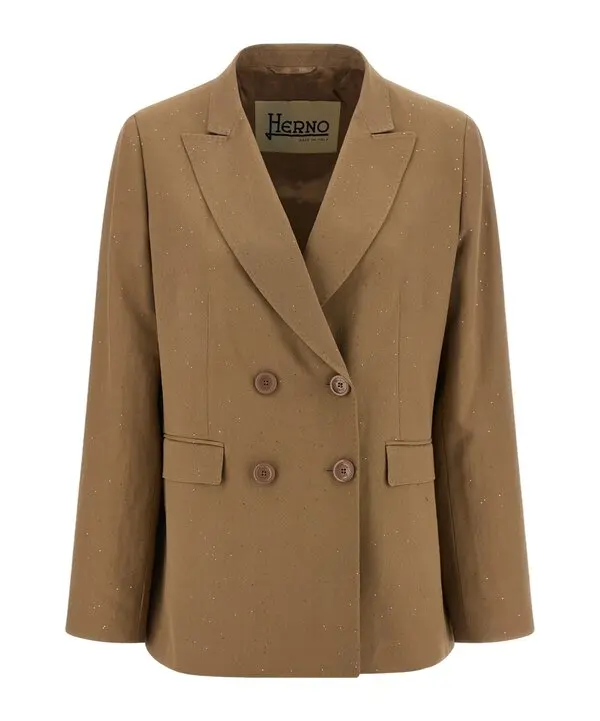 Herno Micro Sequin Double-breasted Blazer - Brown