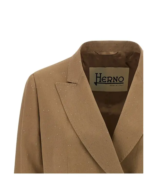Herno Micro Sequin Double-breasted Blazer - Brown