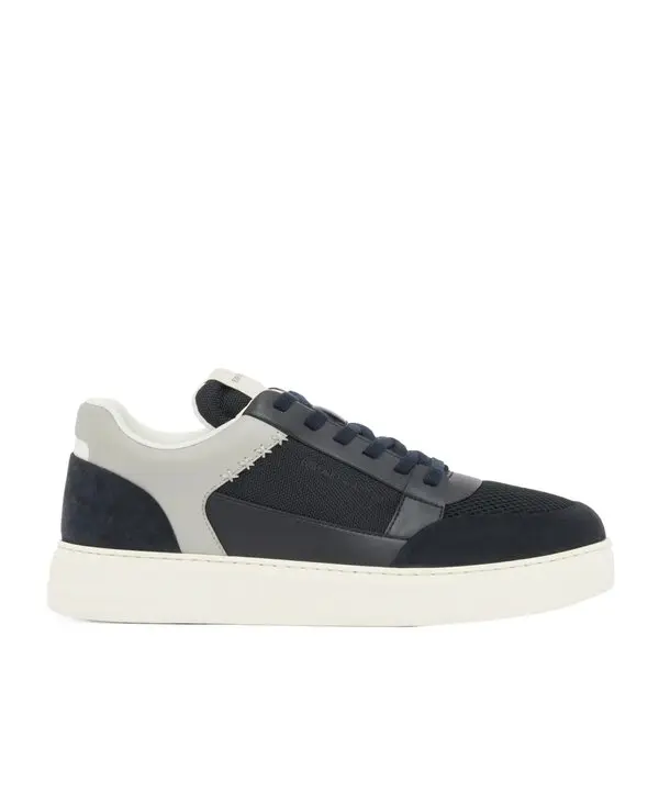 Emporio Armani Lace-up Round Toe Casual Sneakers - Navy Blue