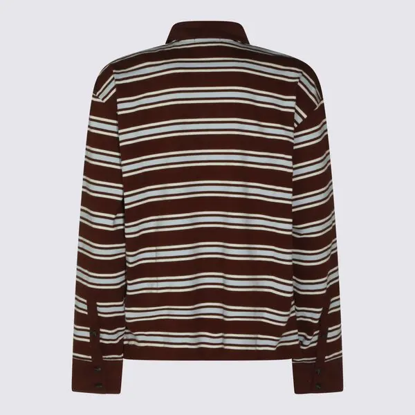 Rag & Bone Striped Long Sleeve Polo Shirt - Brown