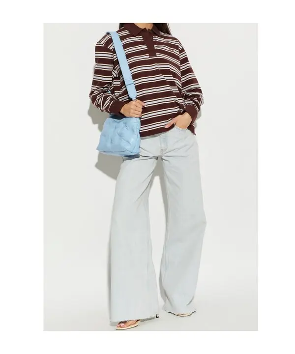 Rag & Bone Striped Long Sleeve Polo Shirt - Brown