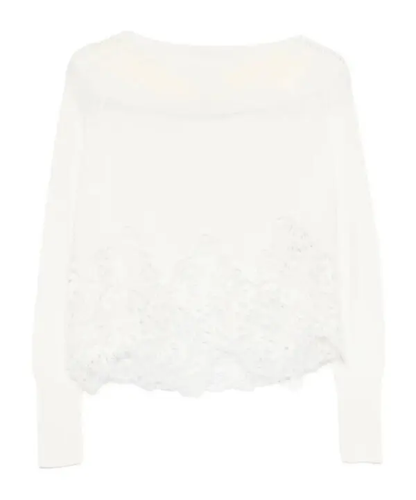 Ermanno Scervino Lace Detail Sweater - Snow White