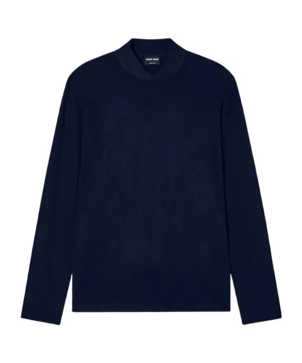 Giorgio Armani Long Sleeved Knitted Pullover - Navy Blue