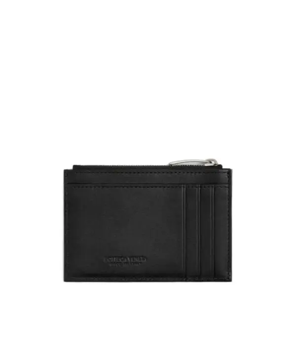 Bottega Veneta Intrecciato Zipped Card Case - Black