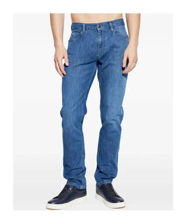 Emporio Armani Logo Plaque Tapered Jeans