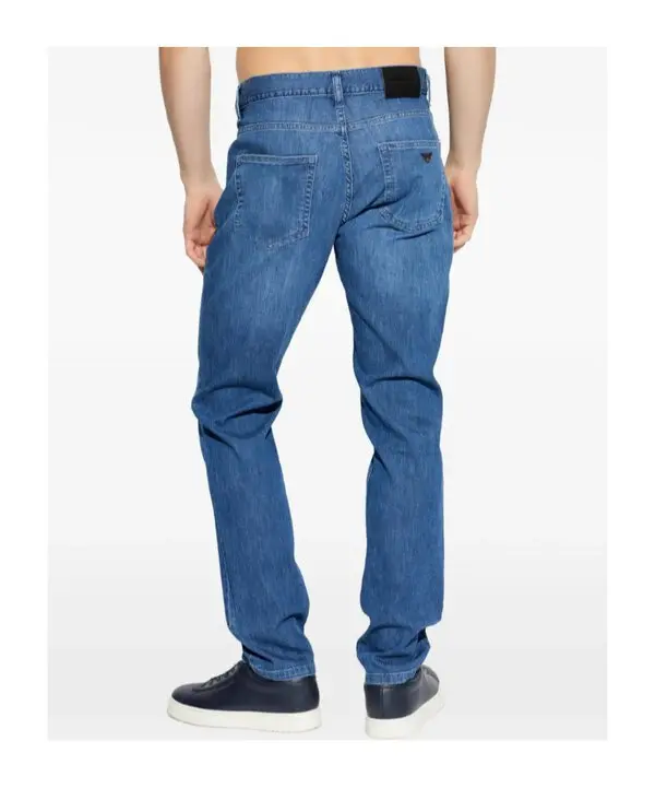 Emporio Armani Logo Plaque Tapered Jeans