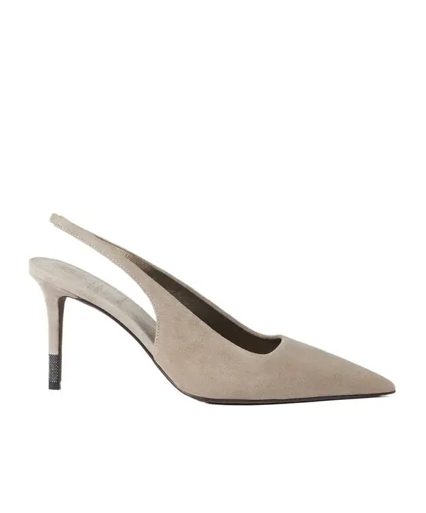 Brunello Cucinelli Pointed Toe Slingback Pumps